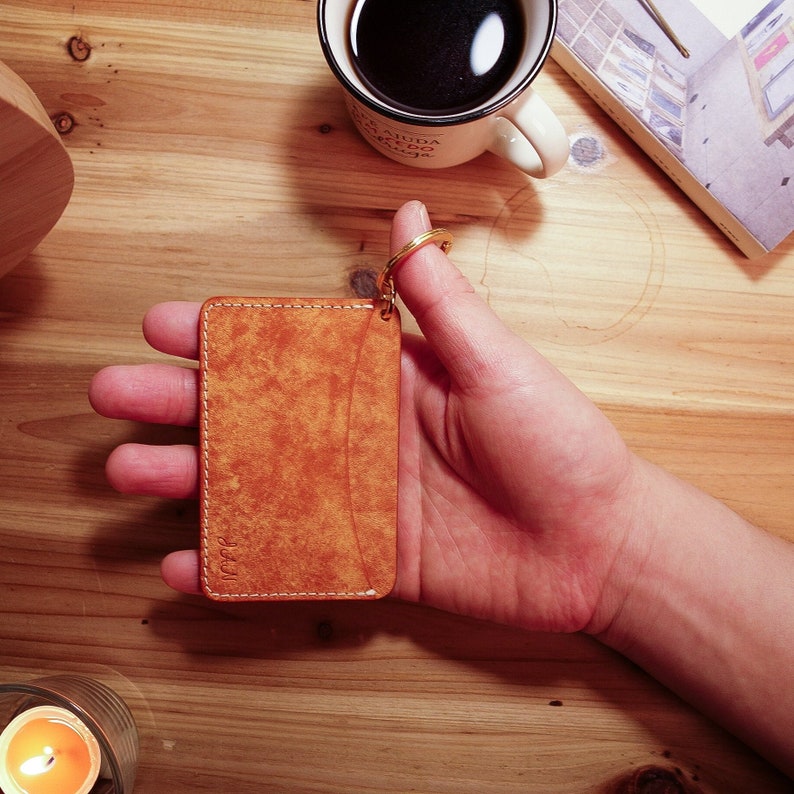 Personalized Leather Card Wallet Key Chain - Etsy