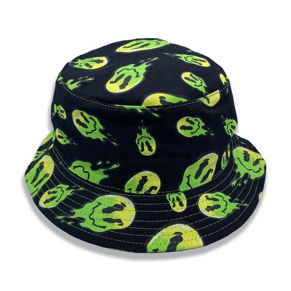 Black Smiley Face Bucket Hat - Etsy