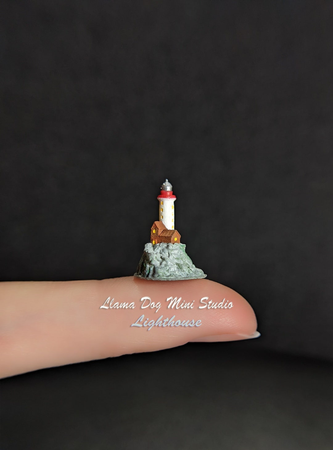 1 Hand Painted Miniature Lighthouse - Micro Figurines for Jewelry ...