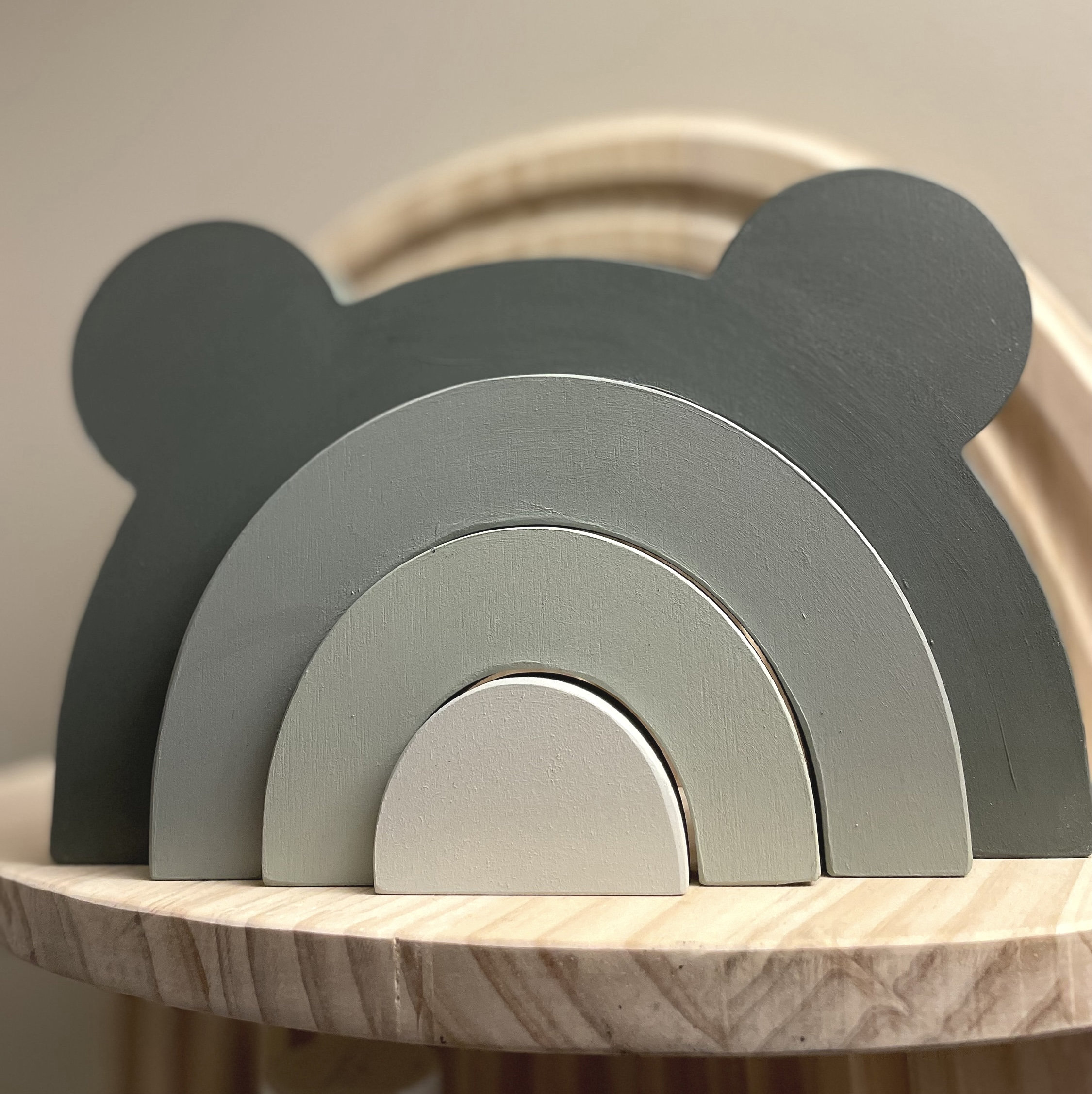 Personalized Wooden Bear Stacker - Custom Birth Announcement & Color ...