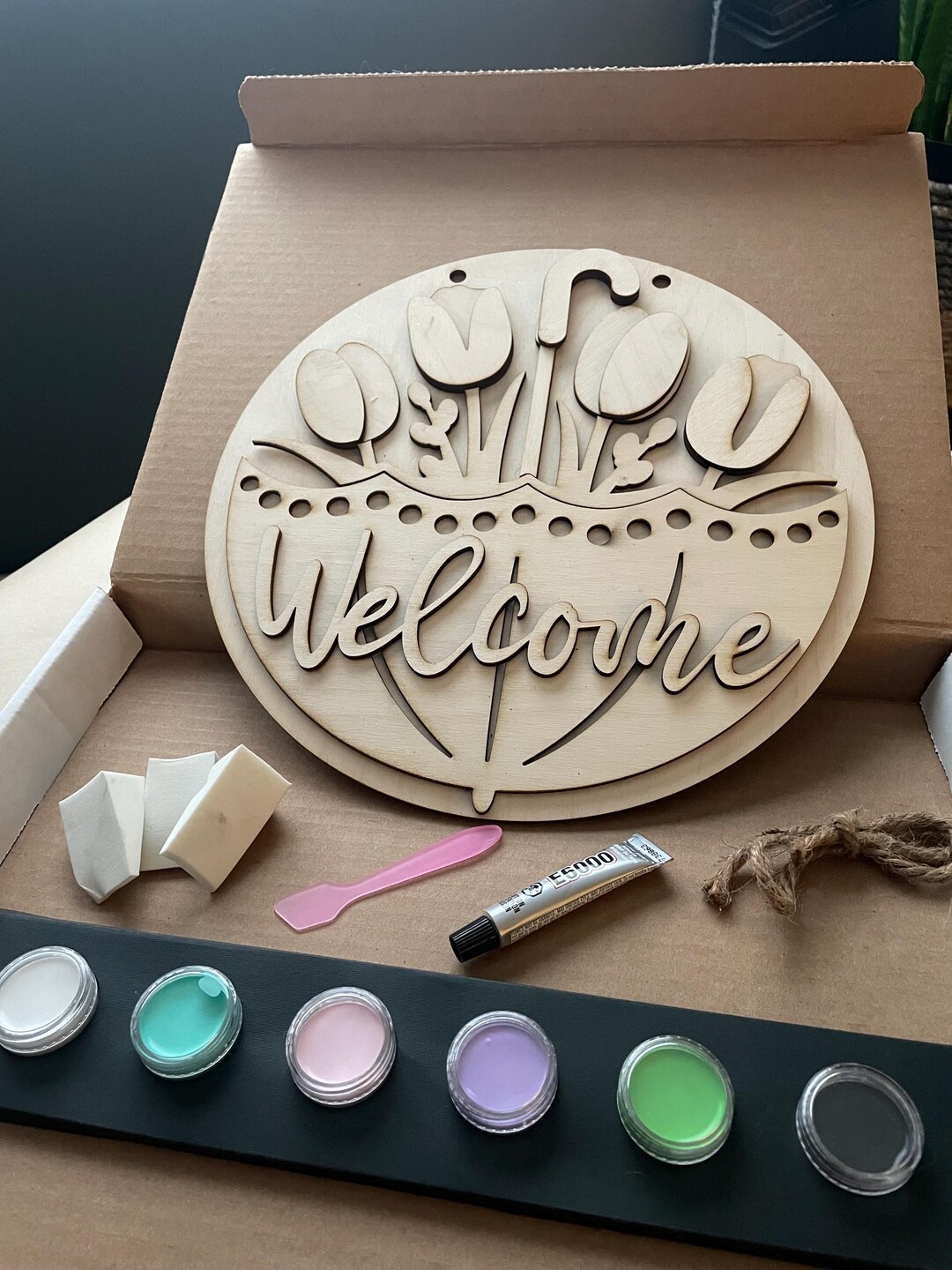 Spring Welcome Sign DIY Kit – Paint & Assemble Your Own Floral Wood ...