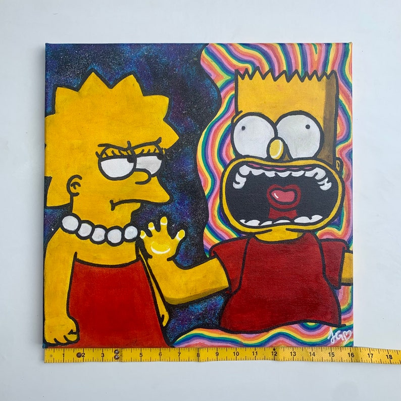 Bart and Lisa Trippy Art the Simpsons Rainbow Psychedelic - Etsy