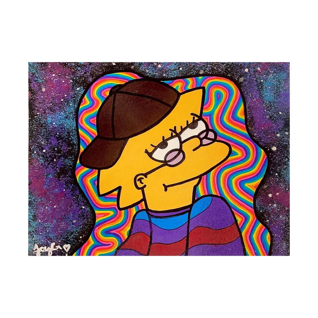 Trippy Lisa Hippie Painting Room Decor Wall Art 14x11 Canvas Board - Etsy