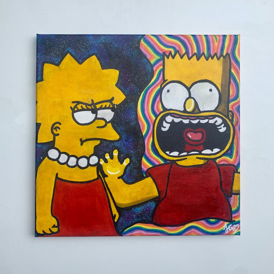 Bart and Lisa Trippy Art the Simpsons Rainbow Psychedelic - Etsy