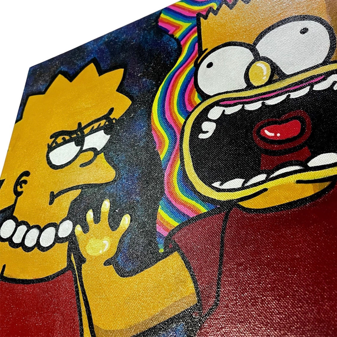 Bart and Lisa Trippy Art the Simpsons, Rainbow, Psychedelic, Wall Art ...