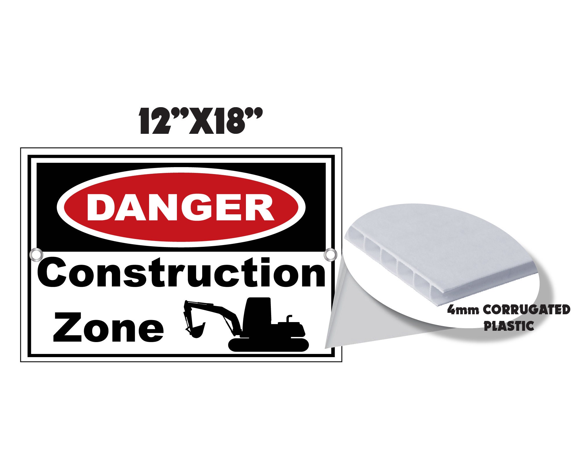 Men at Work Construction Safety Sign Indoor/outdoor 5 Pack 18"wx 12"h ...
