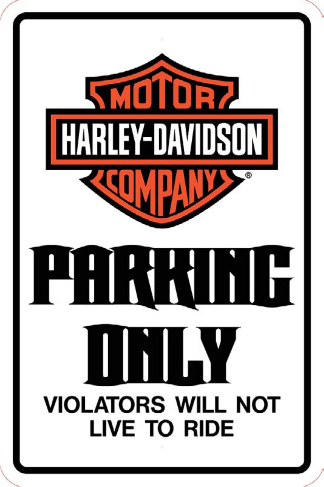 Harley Davidson Parking Sign 12x18 Aluminum .040 - Etsy