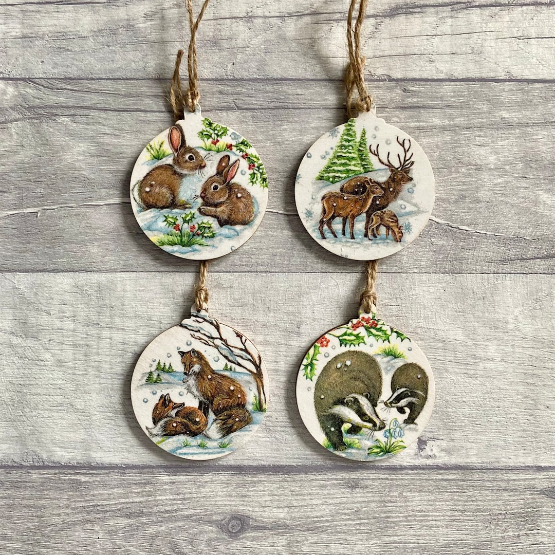 Woodland Animal Decorations, Wooden Woodland Animal Ornaments, Forest ...