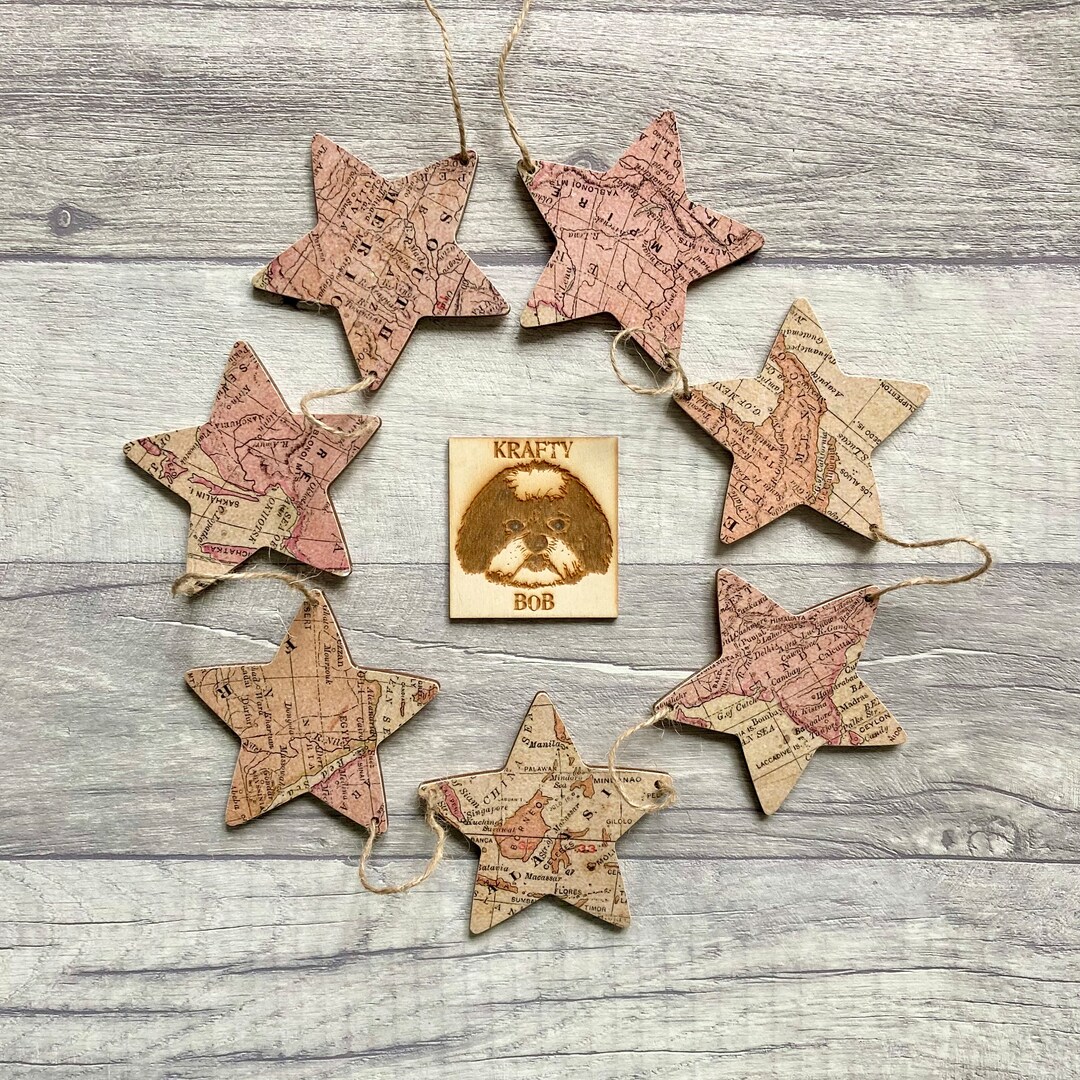 World Map Garland, Wooden Bunting for Travel Lover, Antique Map Wall ...