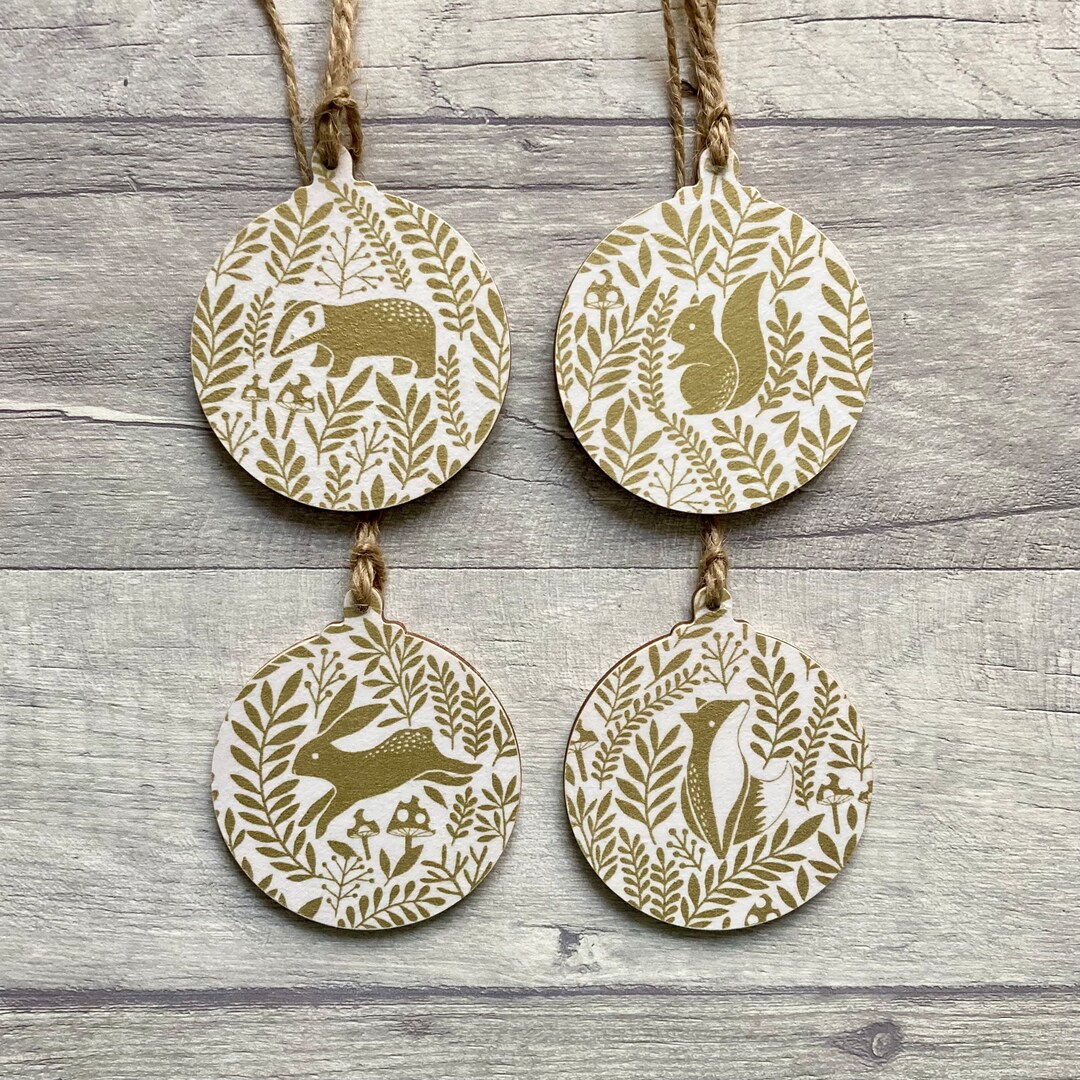 Woodland Animal Decorations, Forest Animal Baubles, Wooden Woodland ...