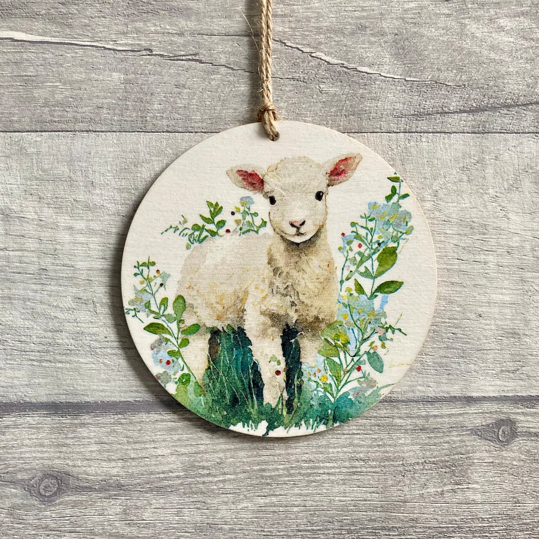 Lamb Decoration, Wooden Sheep Ornament, Farmhouse Decor for Spring ...