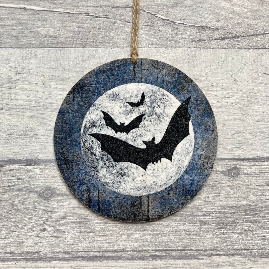 Bat Decoration, Gothic Wall Decor, Wooden Halloween Ornament, Spooky ...