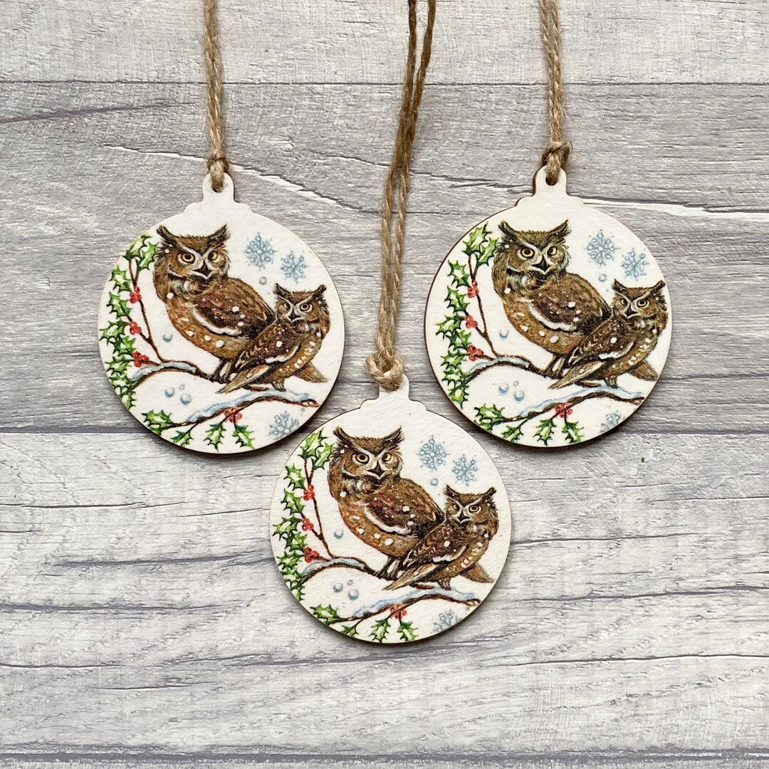Owl Decorations for Christmas Tree, Winter Bird Ornaments, Set of 3 ...