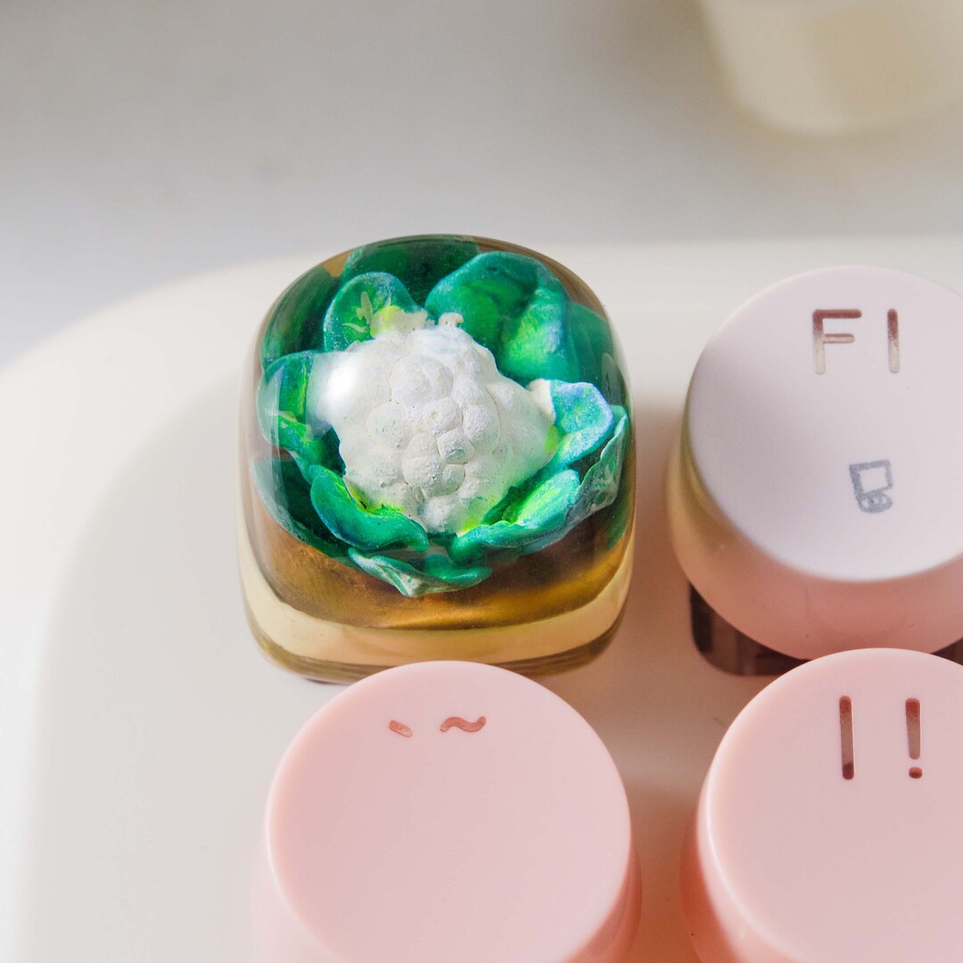 Keycap PLANTS Custom Artisan,resin Keycaps,handmade Gift, White Keycaps ...