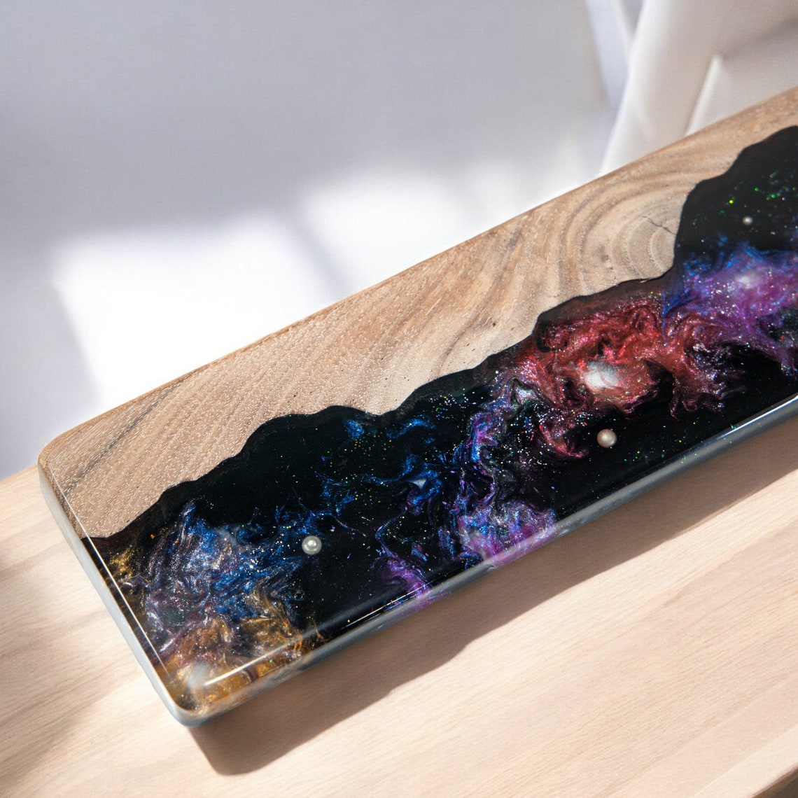 Wrist Rest Galaxy Resin, Keyboard Wrist Rest, Sea Moss, Purple Resin ...