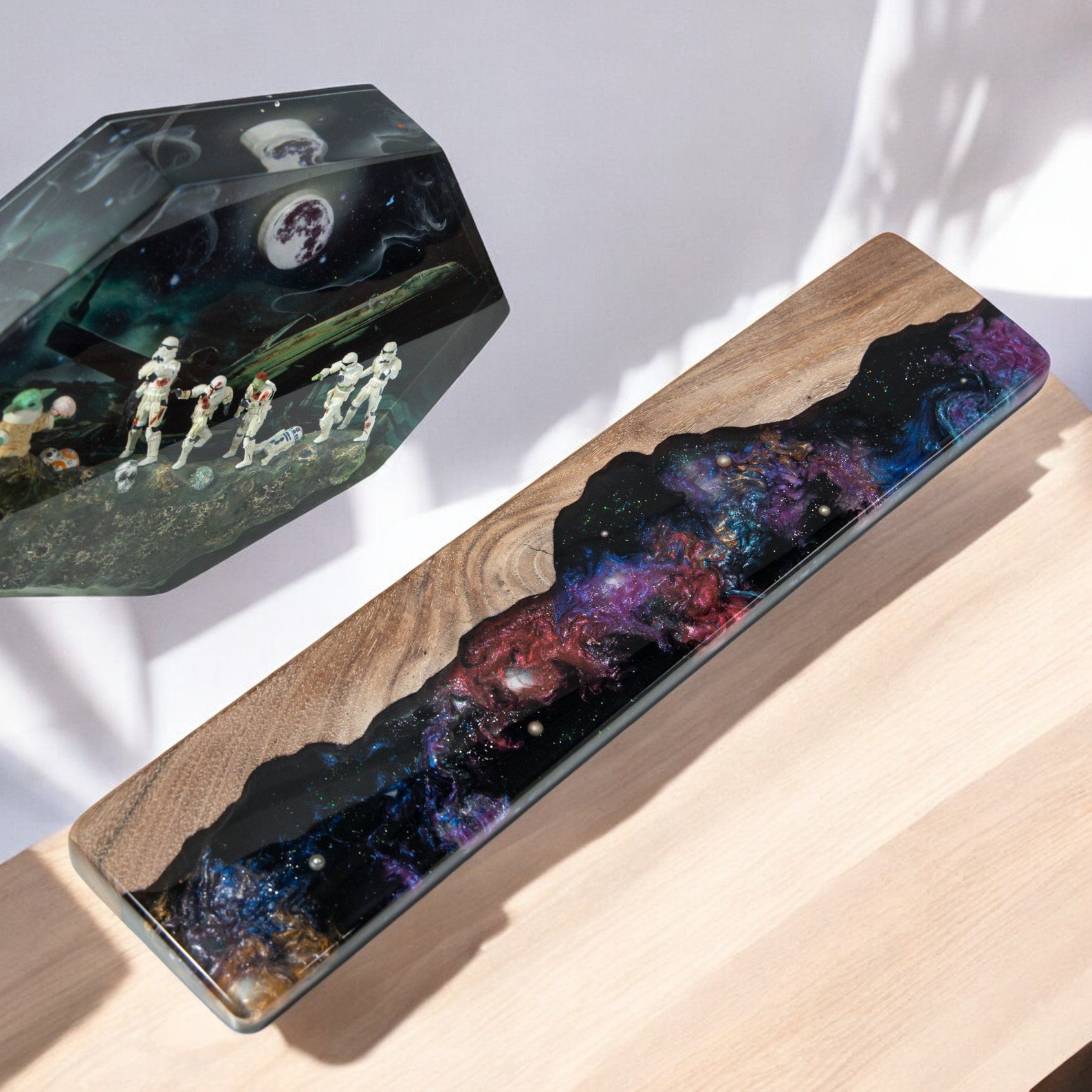 Wrist Rest Galaxy Resin, Keyboard Wrist Rest, Sea Moss, Purple Resin ...