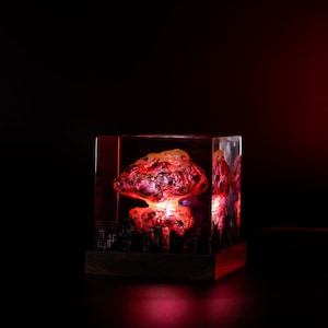 Lamp Bomb Epoxy Resin Wood, Custom Resin Lamp,red Resin Lamp,3d Print ...