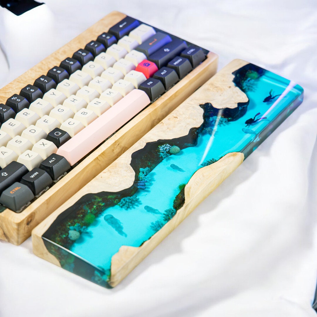 Wrist Rest Jellyfish -coral Resin,keyboard Wrist Rest,ocean Gifts,blue ...