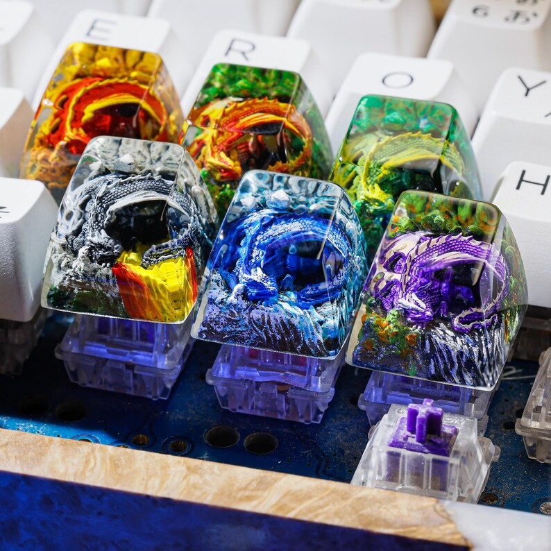 Keycap Artisan Dragon Esc,custom Handmade Keycap,blue Keycaps, Handmade ...