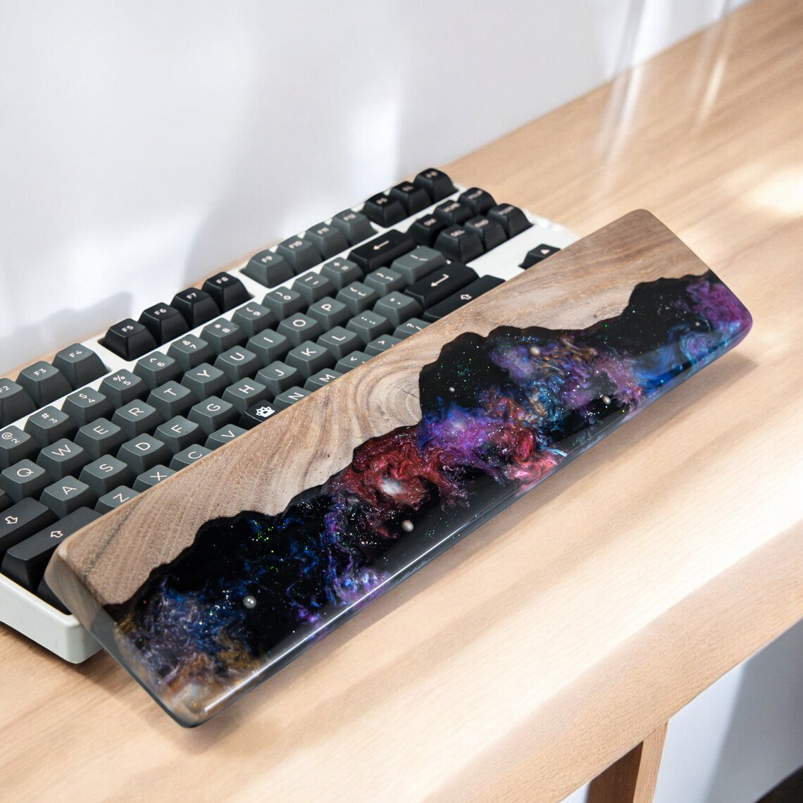 Wrist Rest Galaxy Resin, Keyboard Wrist Rest, Sea Moss, Purple Resin ...