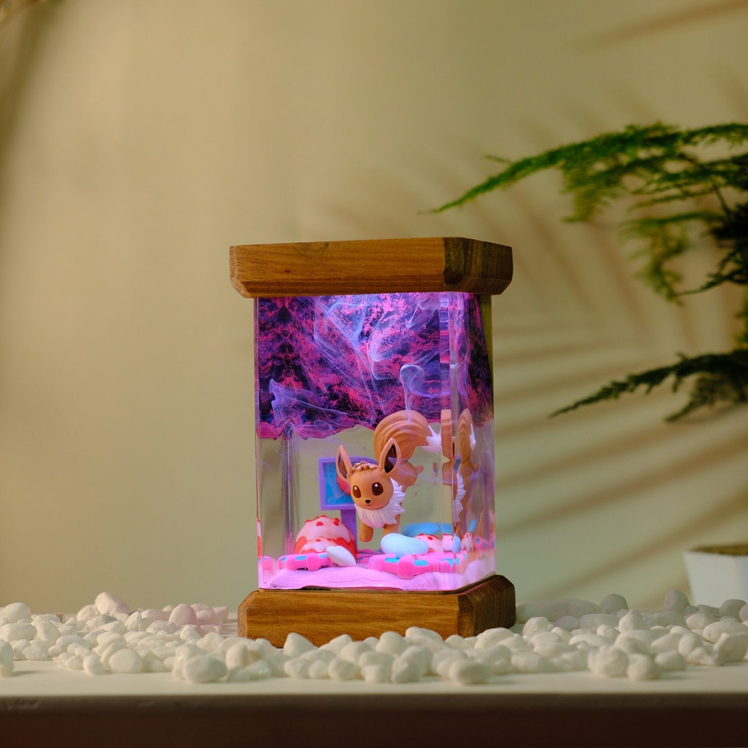 EEVEE POKEMON Resin Lamp Custom Epoxy Lamp for Home Decor Resin Wood ...