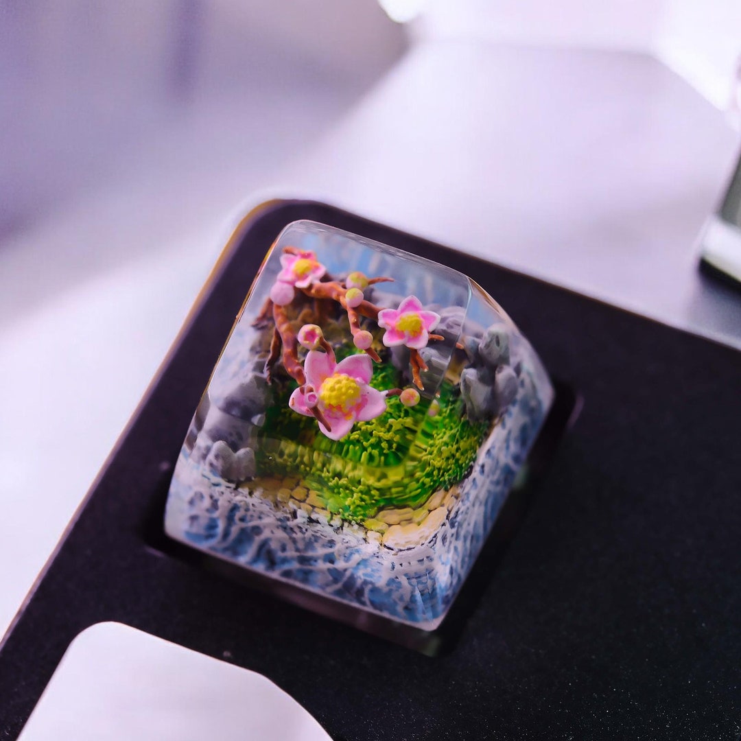 Keycaps Cherry Blossom, Custom Artisan Keycaps, Keycaps Anime Cute ...