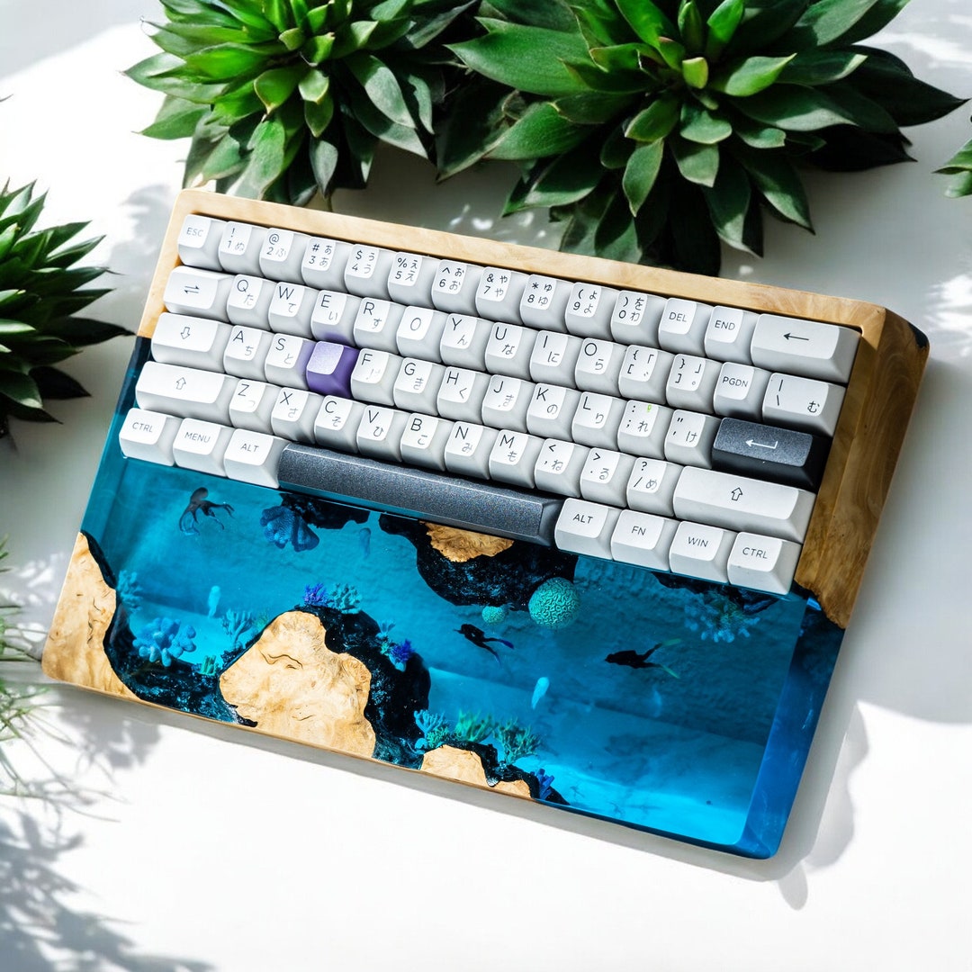 Case Keyboard Octopus - Coral Resin, Wood Keyboard Case, Custom ...