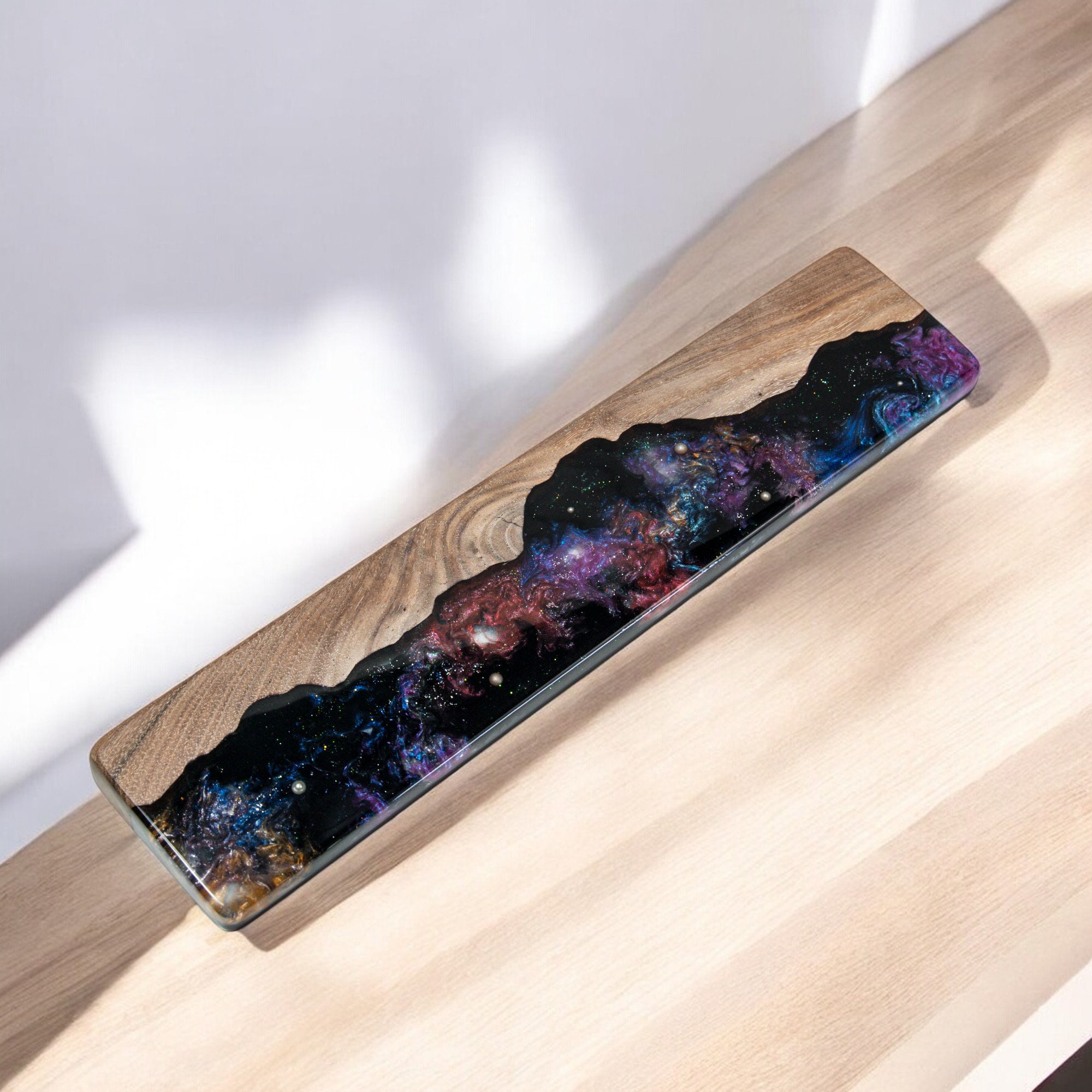 Wrist Rest Galaxy Resin, Keyboard Wrist Rest, Sea Moss, Purple Resin ...