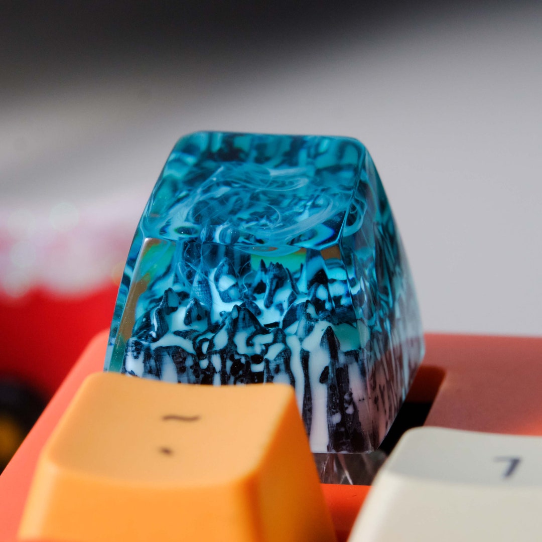 Keycap Artisan Snow Mountain Spacebar Keycaps,custom Blue Keycaps,resin ...