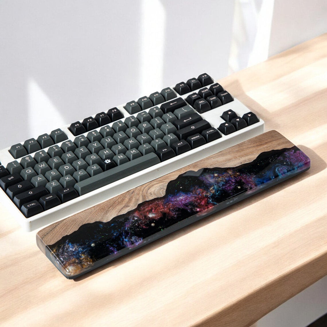 Wrist Rest Galaxy Resin, Keyboard Wrist Rest, Sea Moss, Purple Resin ...