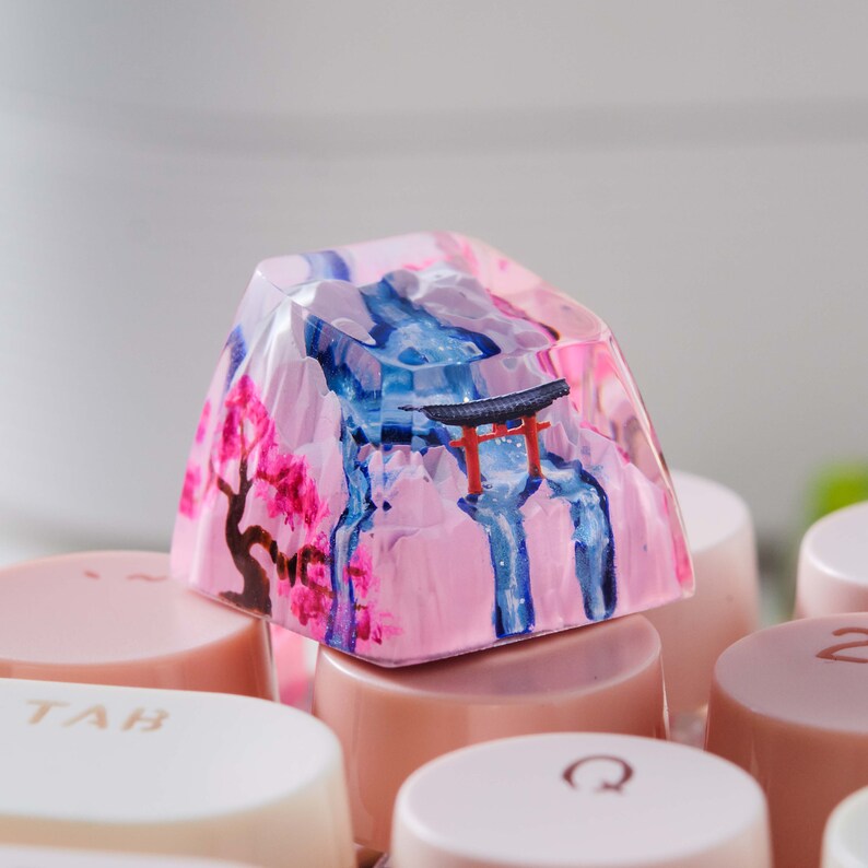 Keycap Cherry Blossom,keycap Torii Gate Natute Artisan,custom Handmade ...