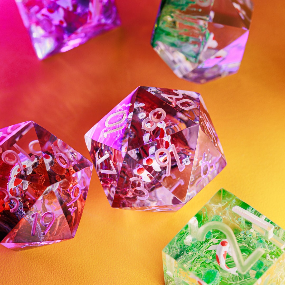 KOI FISH Dice, Polyhedral Dice Handmade Resin Dice Sharp Edge, Dnd Dice ...