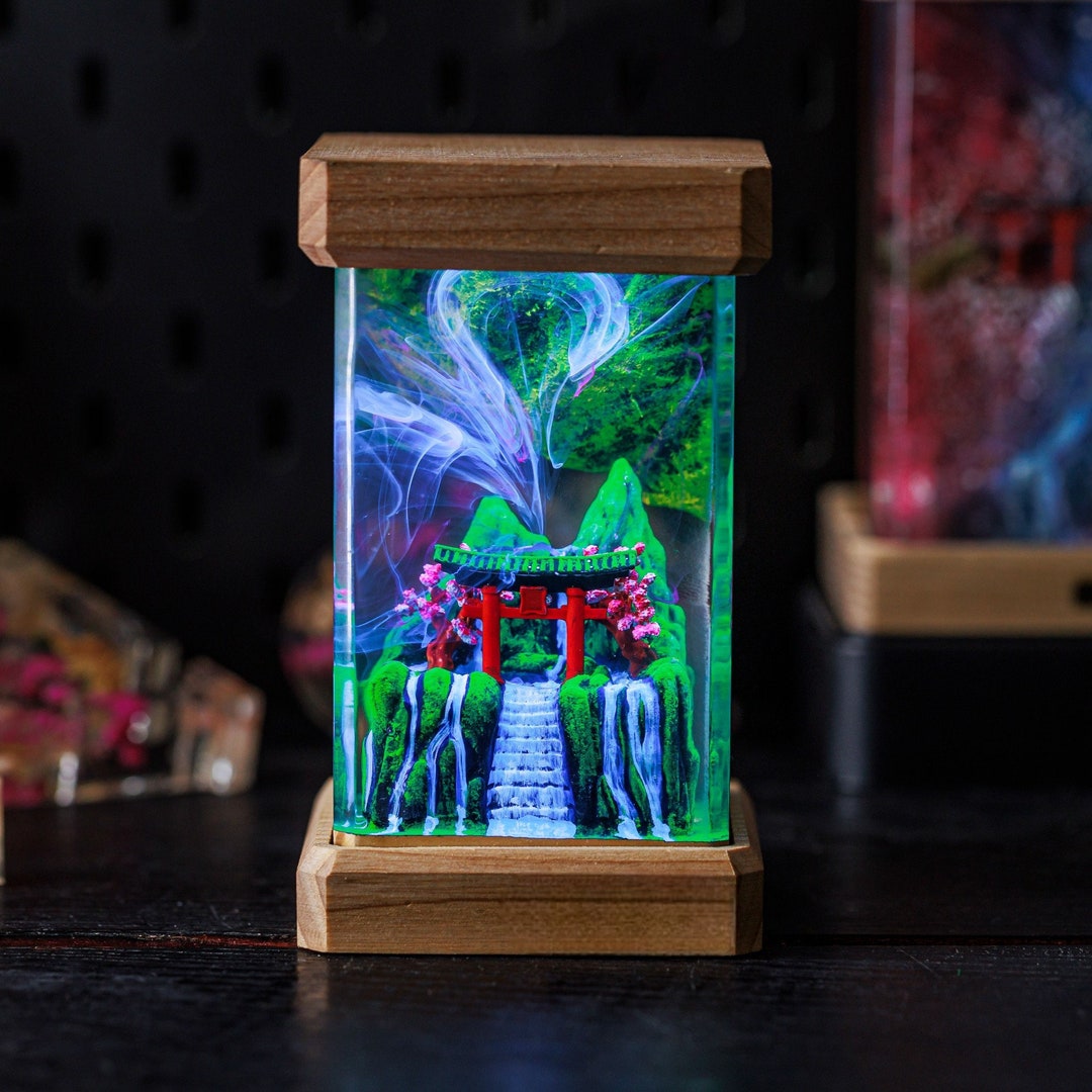 Lamp Torii Gate Epoxy, Lamp Custom Resin Wood, Epoxy Resin Lamp, Night ...