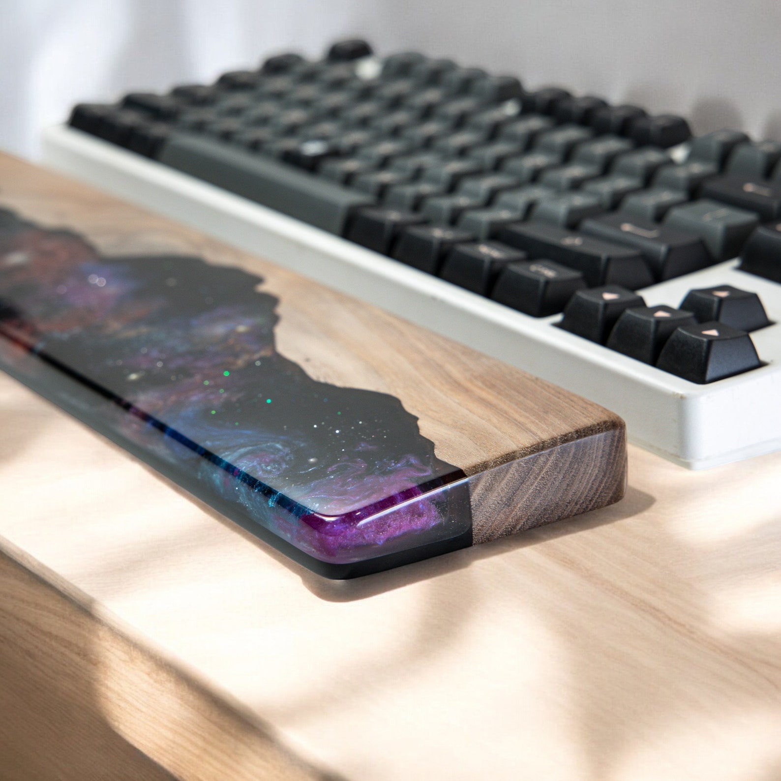 Wrist Rest Galaxy Resin, Keyboard Wrist Rest, Sea Moss, Purple Resin ...