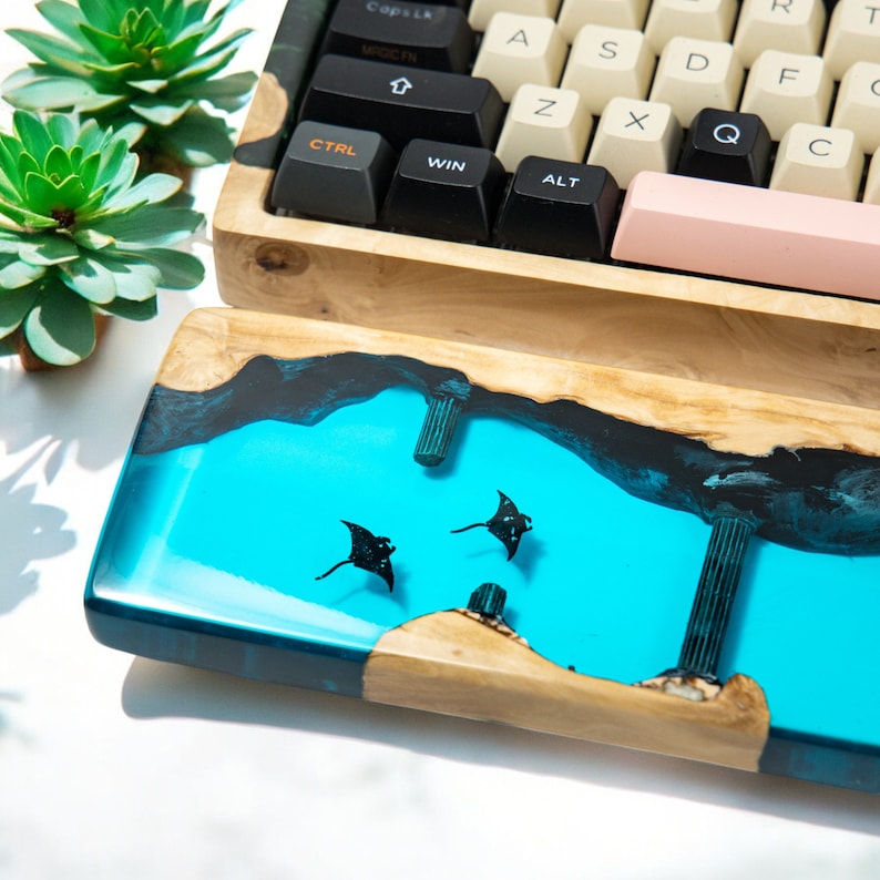 Wrist Rest Ray Resin,keyboard Wrist Rest,ocean Gifts,blue Resin Epoxy ...
