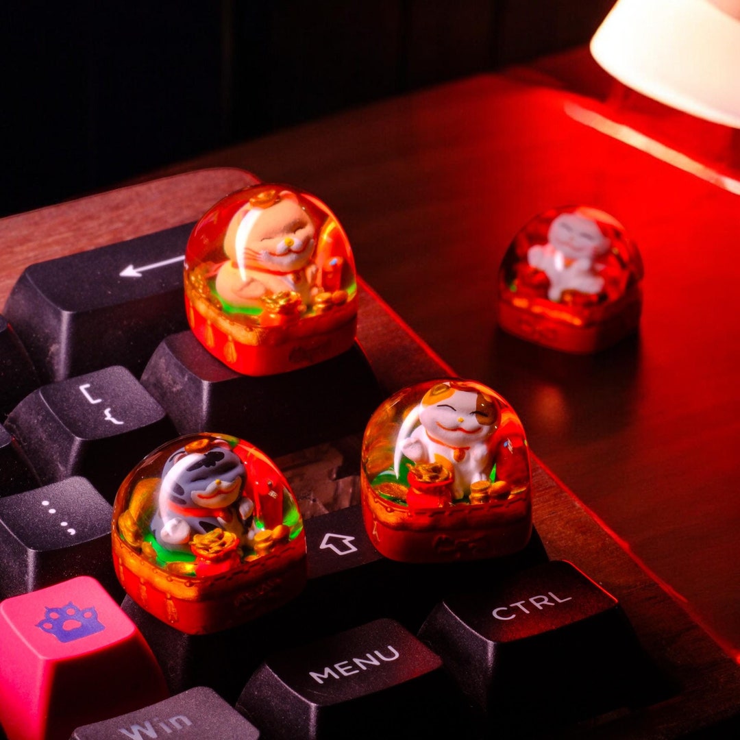 GENIUS CAT Artisan Keycap, Resin Keycap for Handmade Gift, Keycap Resin ...