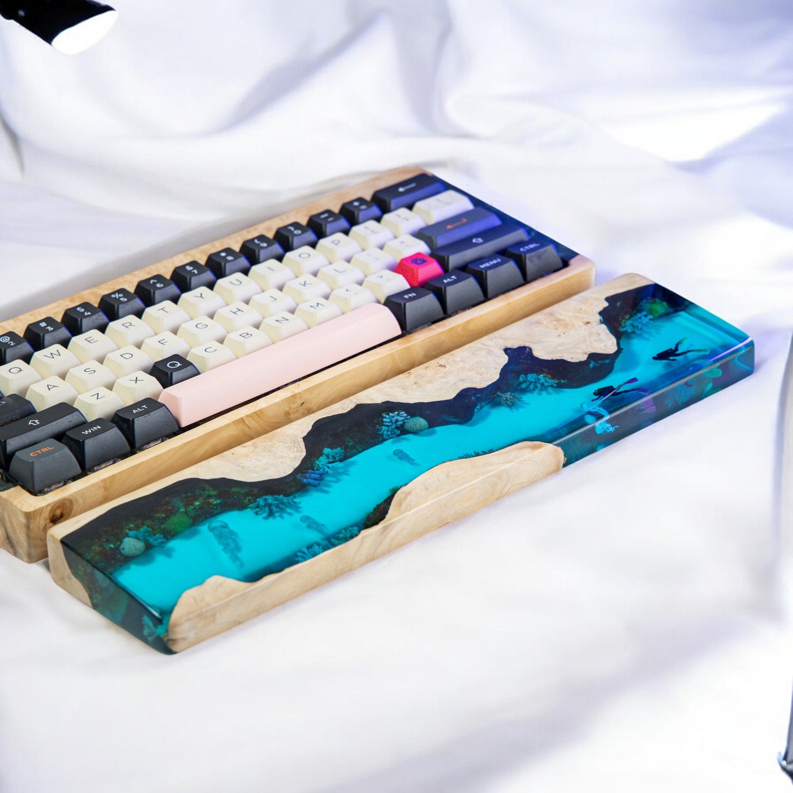Wrist Rest Jellyfish -coral Resin,keyboard Wrist Rest,ocean Gifts,blue ...