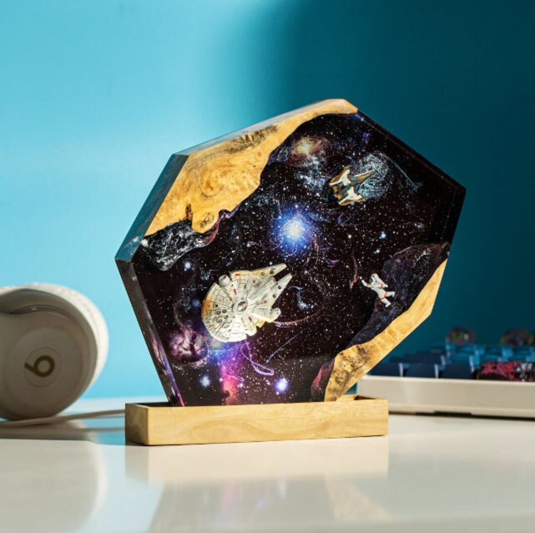Lamp Galaxy Space Resin,lamp Custom Resin,galaxy Night Light Wood,epoxy ...