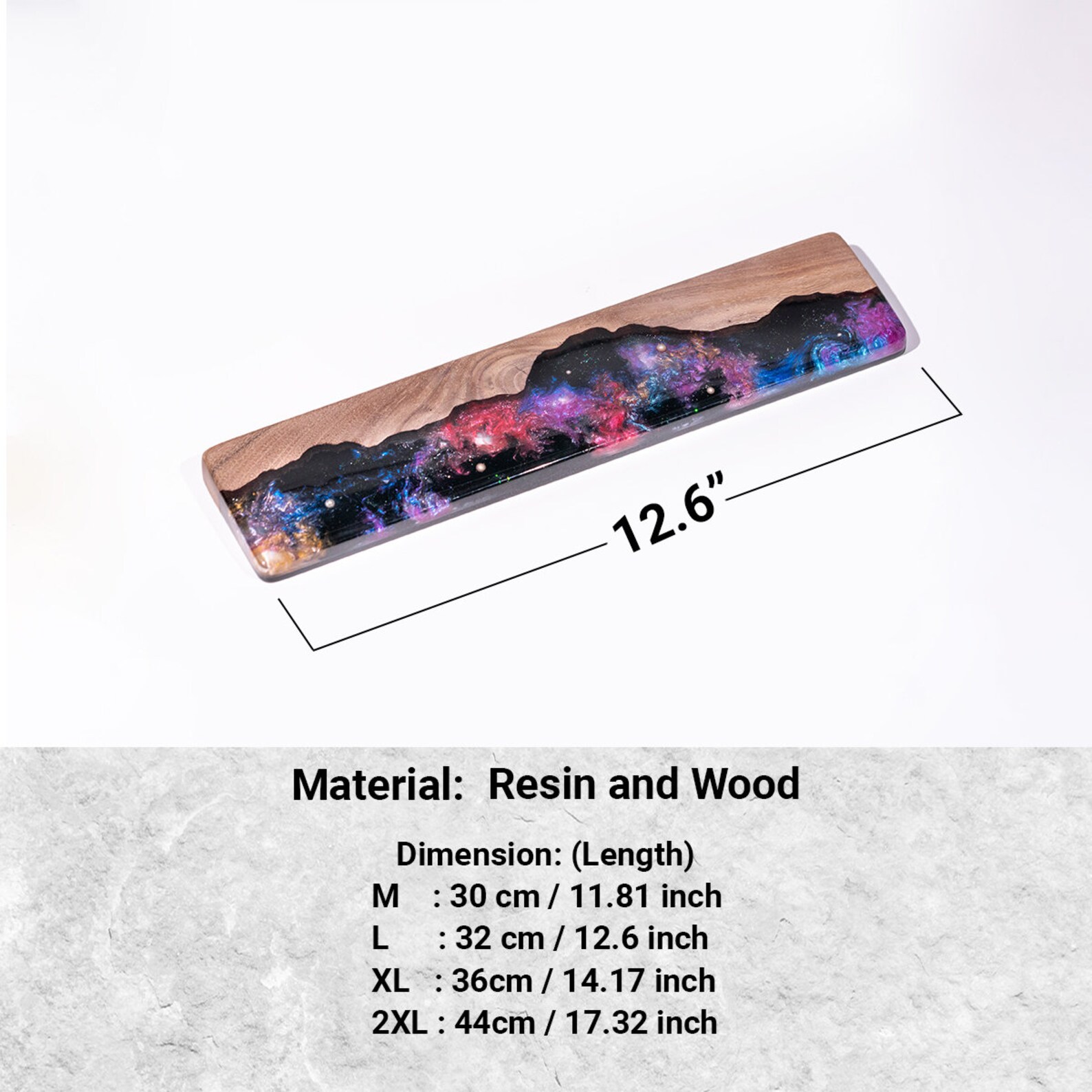 Wrist Rest Galaxy Resin, Keyboard Wrist Rest, Sea Moss, Purple Resin ...