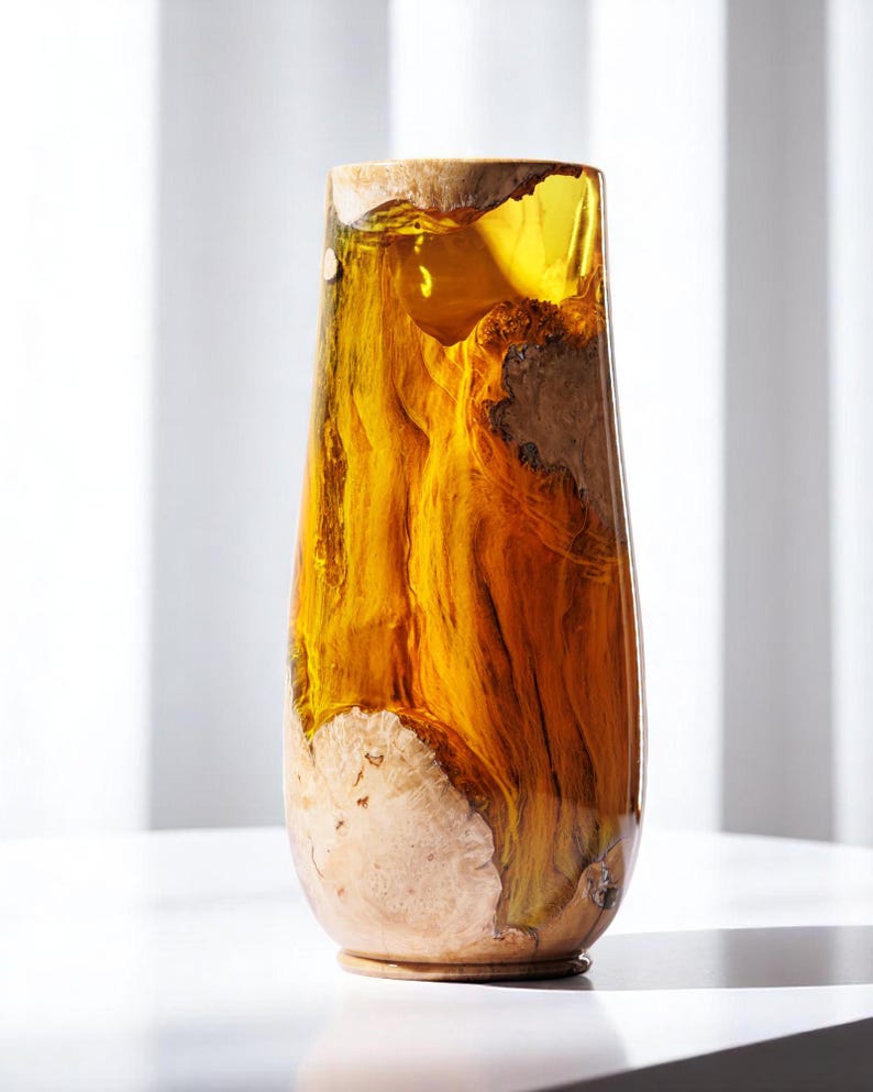Wood and Resin Vase | Handmade Epoxy Flower Vase | Modern Rustic Home ...