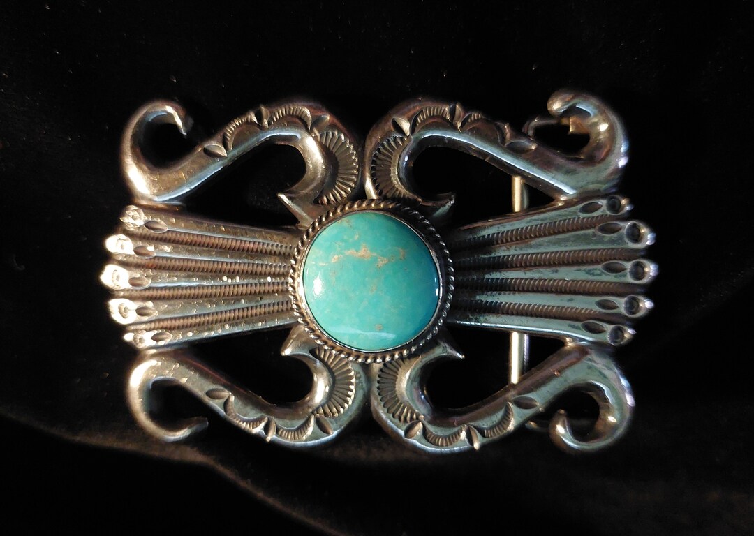 Navajo Turquoise Belt Buckle by Wilson Begay - Etsy