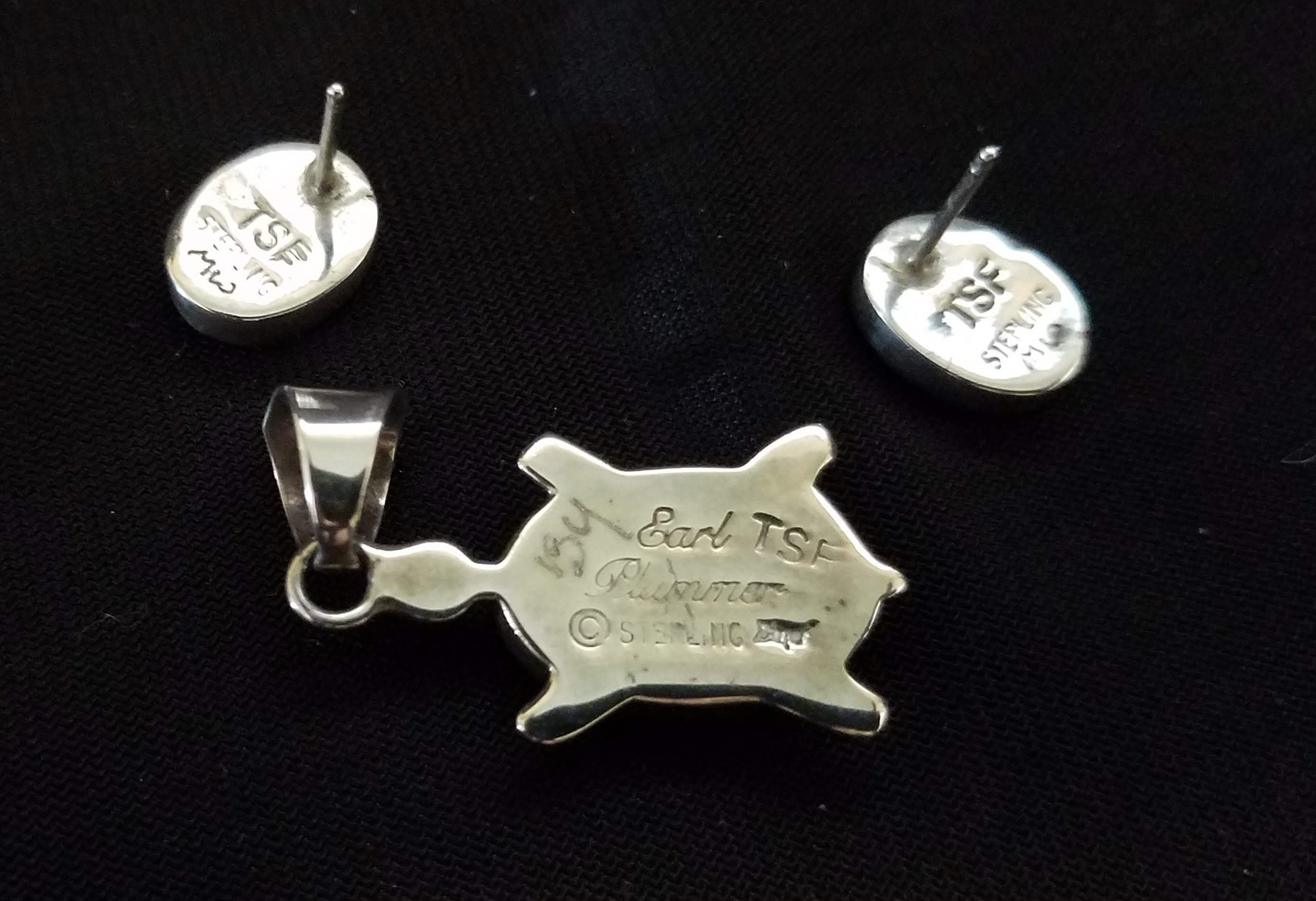 Navajo Artist Earl Plummer Inlaid Turtle Pendant and Earring - Etsy
