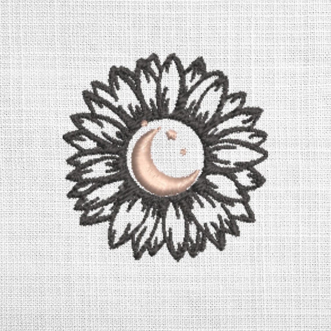 Sunflower Moon Embroidery Design File Sunflower Machine - Etsy