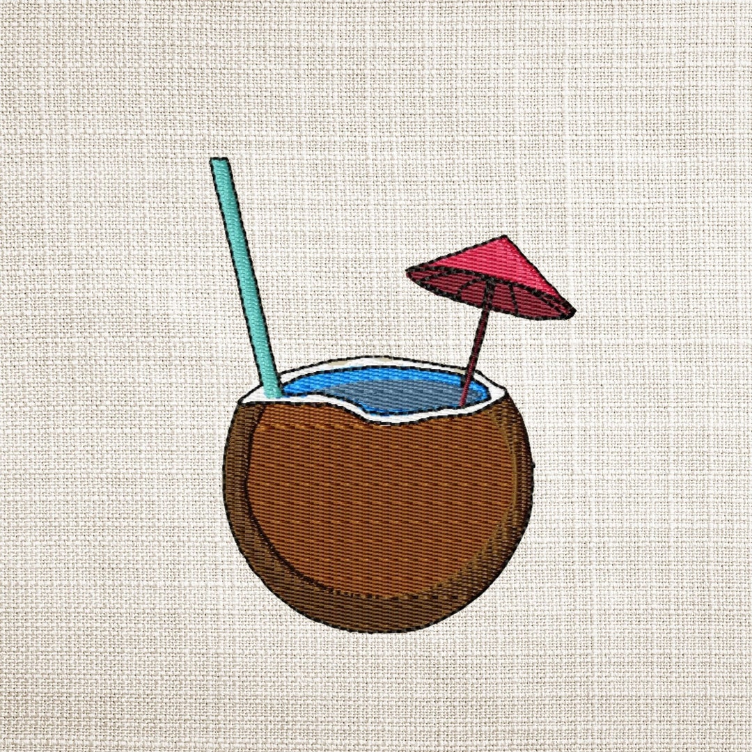 Tropical Coconut Embroidery Design File- Tropical Drinks Machine ...
