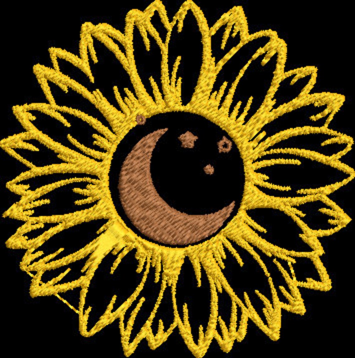 Sunflower Moon Embroidery Design File Sunflower Machine - Etsy