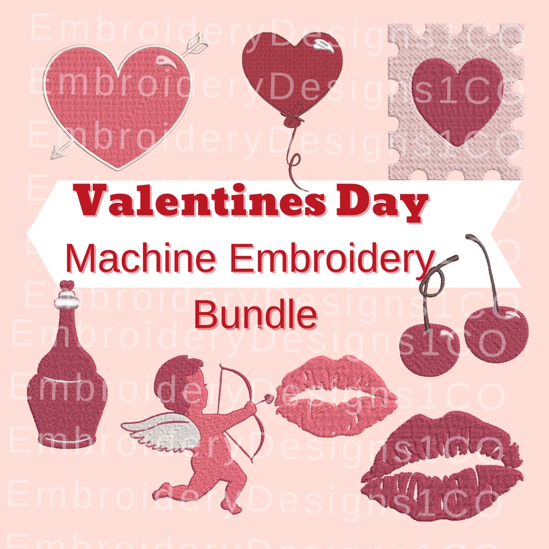 Valentines Day Machine Embroidery Design Bundle- Embroidery File Bundle ...