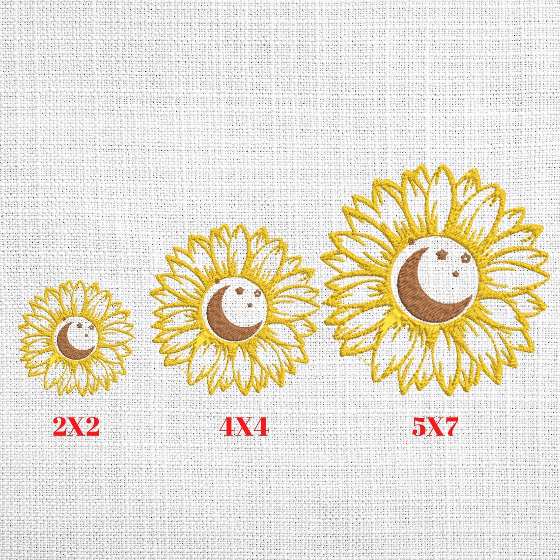 Sunflower Moon Embroidery Design File Sunflower Machine - Etsy