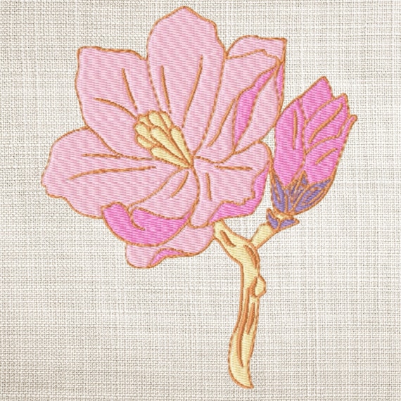 Pink Flower Embroidery Design File Floral Art Machine | Etsy