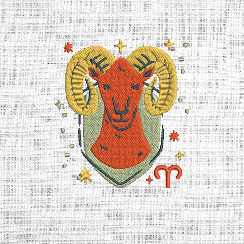 Aries Embroidery File Horoscope Machine Embroidery File - Etsy