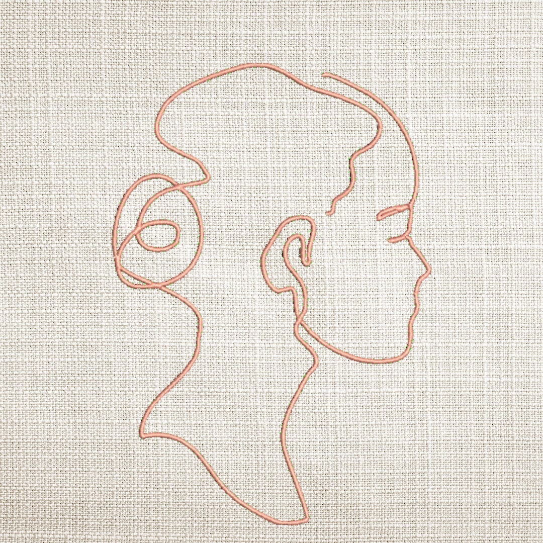 Line Art Embroidery Design File- Woman Silhouette Embroidery File ...